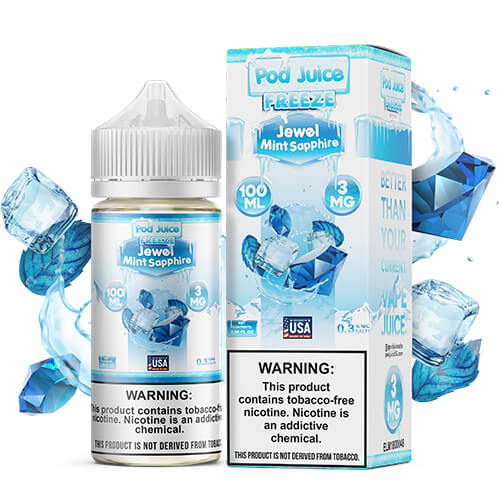 Pod Juice - Freeze Jewel Mint Sapphire - 100mL – Wholesale Vaping Supply